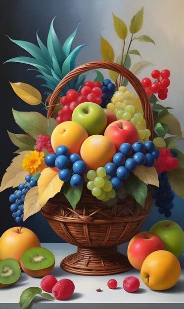 Premium Photo Basket With Fruits Berries Citrus Fruits
