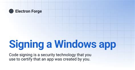 Signing A Windows App Electron Forge