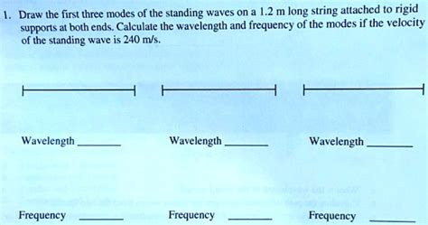 solved draw the first three modes of the standing waves on [ 2 m long