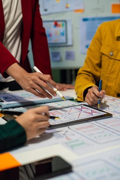 premium photo developer and designer brainstorming and color code