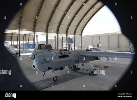 Uav Mq 5b Hunter Launch And Recovery At Kandahar Airfield 150806 Stock