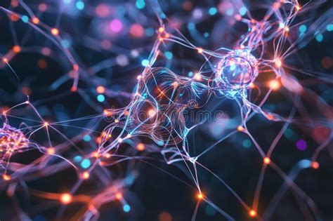 Abstract Ai Neural Network Rendering Floating Data Connections