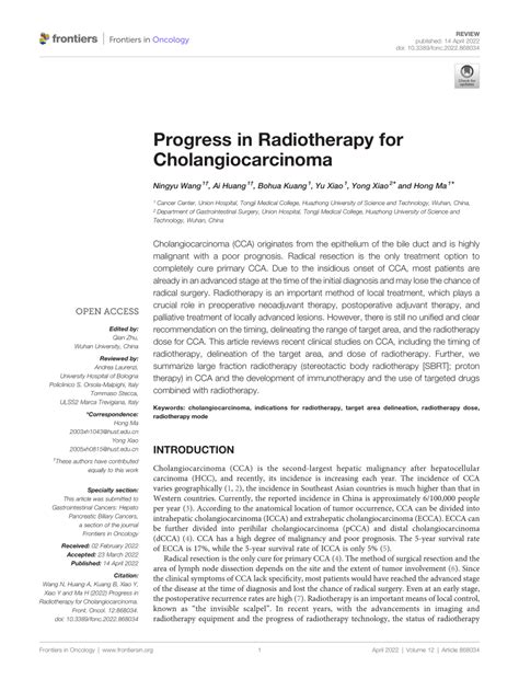 Pdf Progress In Radiotherapy For Cholangiocarcinoma