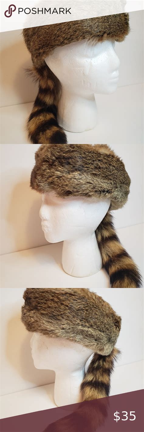 Vintage Handmade Coonskin Cap Fur Hat Daniel Boone Davey Crockett