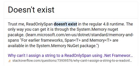 Solved Create A Net Readonlyspan Ni Community