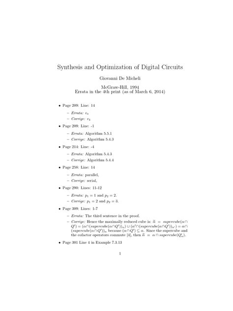 Synthesis And Optimization Of Digital Circuits Pdf Teaching Methods And Materials