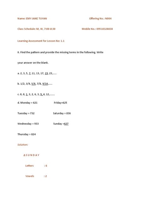 Math Lesson 1 1 Pdf