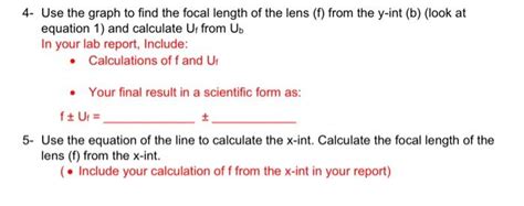Solved 4 Use The Graph To Find The Focal Length Of The Lens Chegg Com