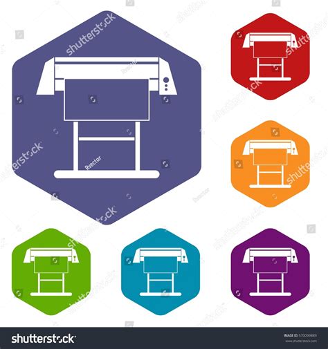 Large Format Inkjet Printer Icons Set Stock Vector Royalty Free 570099889 Shutterstock