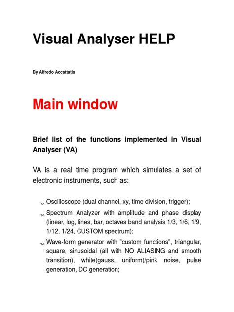Visual Analyser Help Pdf Sampling Signal Processing Electrical Engineering