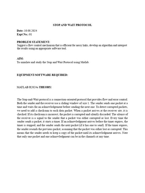 stop and wait protocol 1 2 1 pdf computer standards