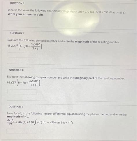 Solved What Is The Value The Following Sinusoidal Voltage