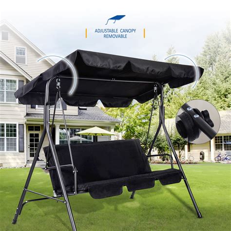 Sunmer 3 Seater Swing With Canopy Black