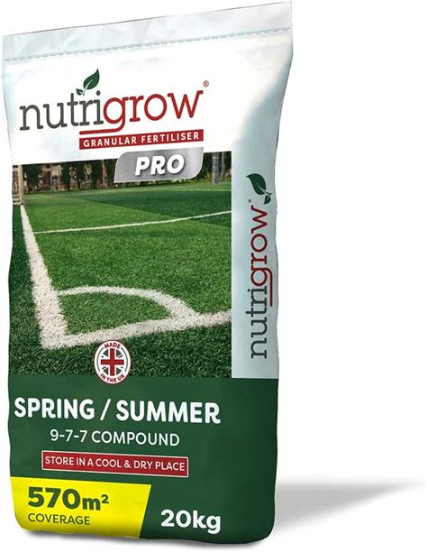 Nutrigrow Spring Summer Pro Compound Lawn Fertiliser 9 7 7 20kg Covers 570m² Uk