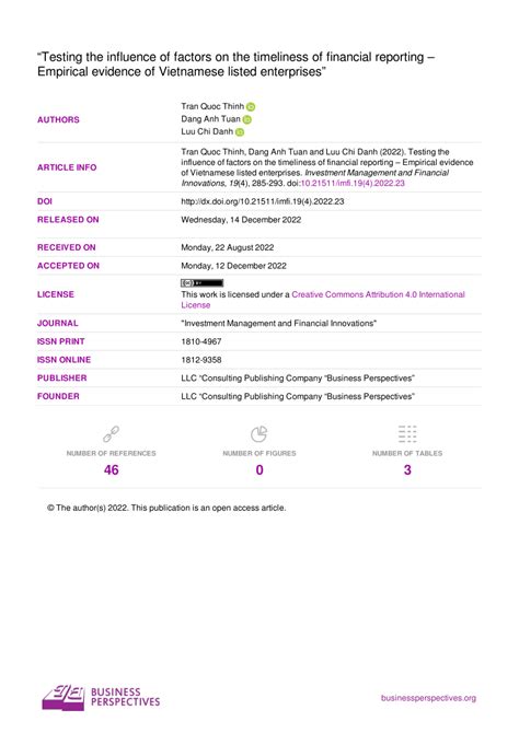 pdf testing the influence of factors on the timeliness of financial