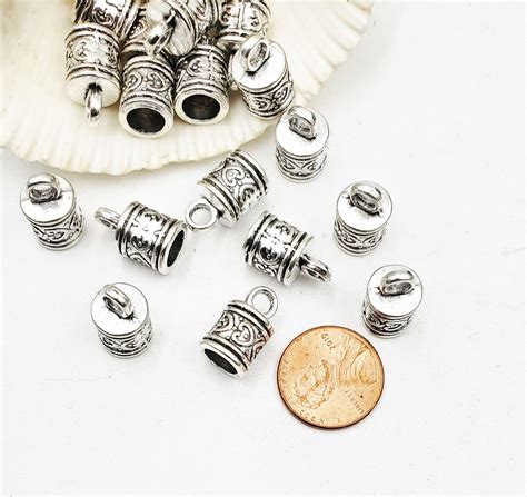 4 Sets Antique Silver Glue In Cord End Caps 16 38 Etsy