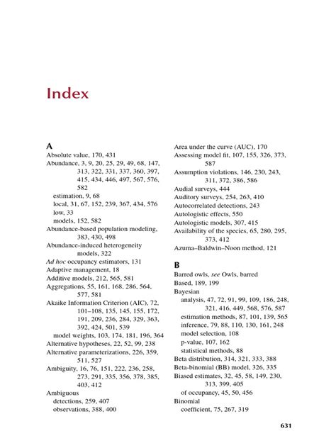Index 2018 Occupancy Estimation And Modeling Pdf