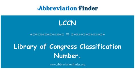 Lccn 代表 图书馆的国会分类编号。 Library Of Congress Classification Number