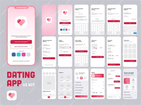 Premium Vector Dating App Ui Kit For Responsive Mobile App Or Website With Different Gui