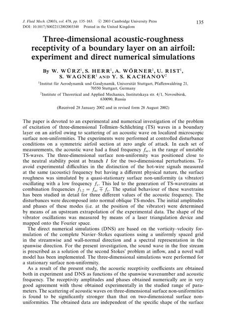 Pdf Three Dimensional Acoustic Roughness Receptivity Of A Boundary