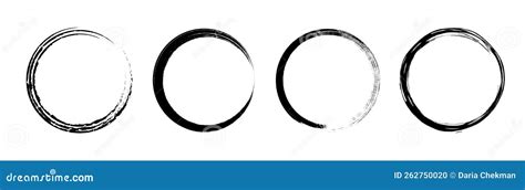 Grunge Circle Frames Abstract Set Of Hand Drawn Round Frames Isolated On White Background Stock