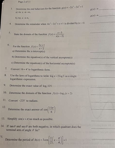 Solved 3 Determine The End Behaviors For The Function