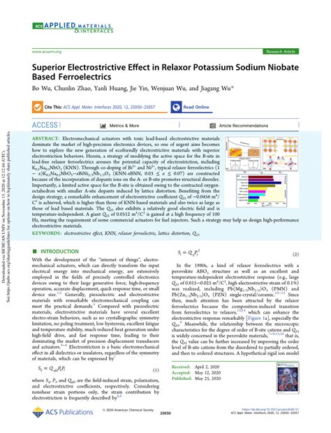 Pdf Superior Electrostrictive Effect In Relaxor Potassium Sodium