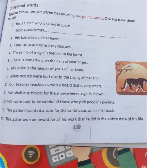 compound wordsrewrite the sentences given below using compound words on