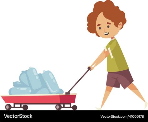 Boy Sorting Plastic Composition Royalty Free Vector Image