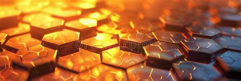 Abstract Hexagonal Metallic Structure With Warm Lighting Adds Modern