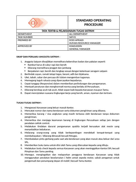 Sop Security Pdf