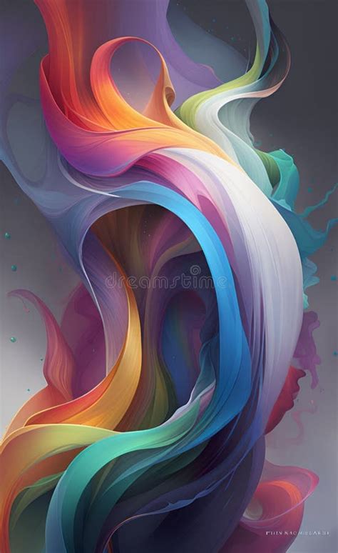 Illustration Abstract Kinetic Art Of Fluid Dynamics White Background