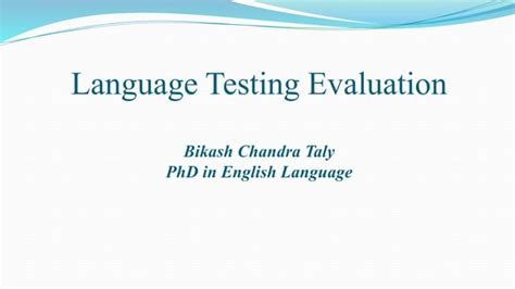 Language Testing Evaluation Pdf