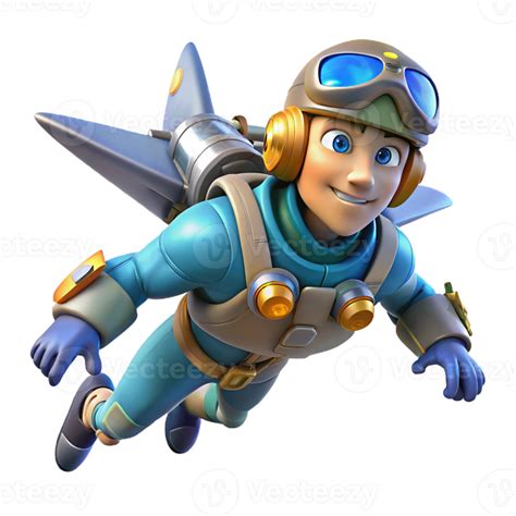 Magnificent Vintage 3d Render Boy Jetpack Flight Detailed 56754978 Png