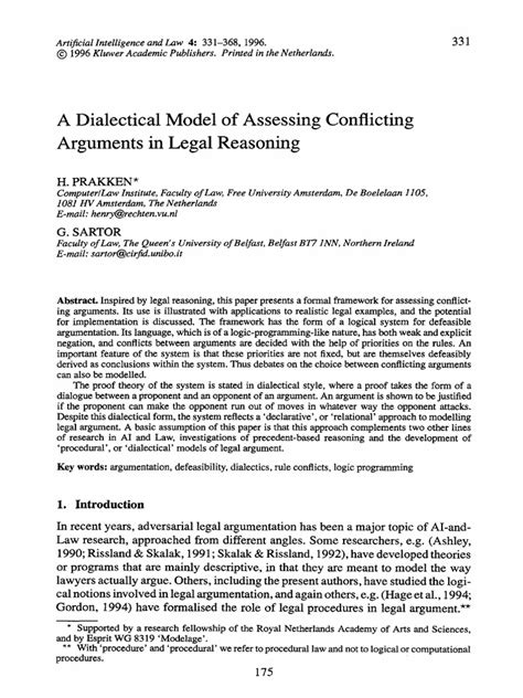 A Dialectical Model Of Assessing Conflicting Pdf Argument Argumentation Theory