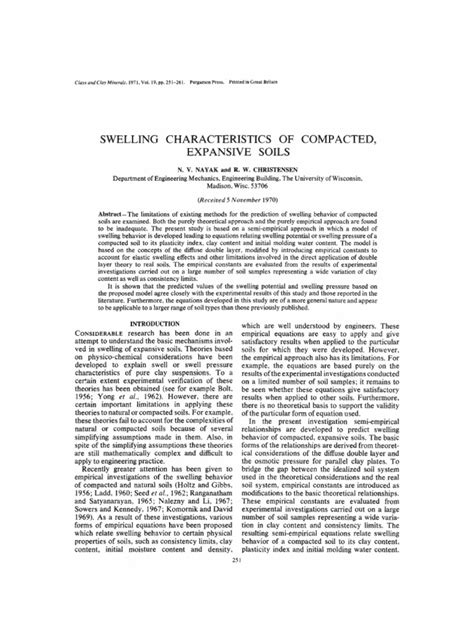 Swelling Characteristics Of Compacted Expansive Clays 71 Pdf