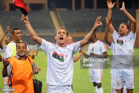 Members Of The Libyan National Soccer Team Celebrate Following Their