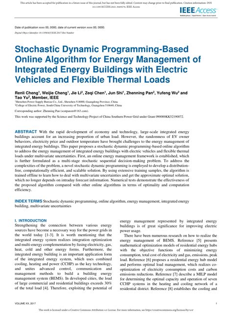 pdf stochastic dynamic programming based online algorithm for energy