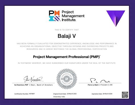 Huge Congratulations To Balaji V Pmp® On Earning His Pmp® It Was A Pleasure Mentoring You