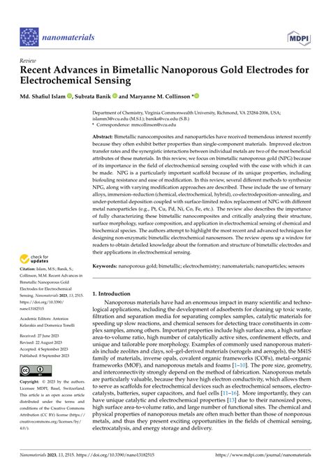 Pdf Recent Advances In Bimetallic Nanoporous Gold Electrodes For