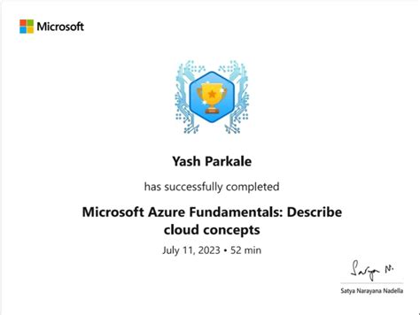 Yash Parkale On Linkedin Microsoftcertification Microsoftazurecloud