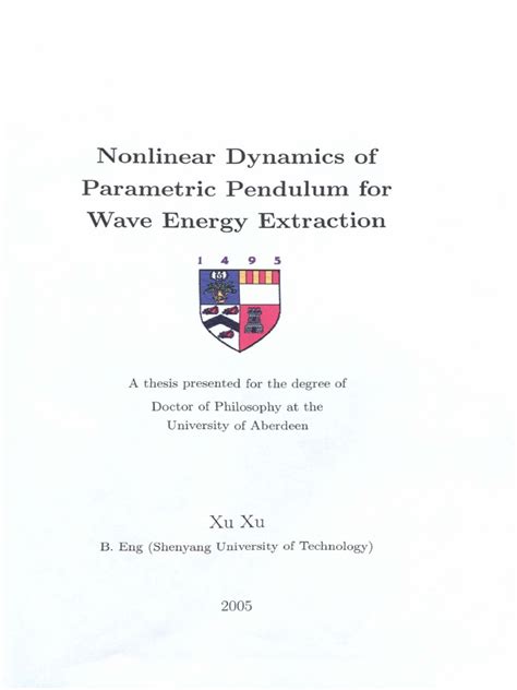 Nonlinear Dynamics Of Parametric Pendulum For Wave Energy Extraction