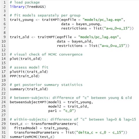 Fitting A Latent Trait Mpt Model Using The Treebugs Package In R
