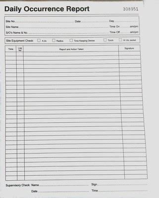 Daily Occurrence Log Book EBay UK
