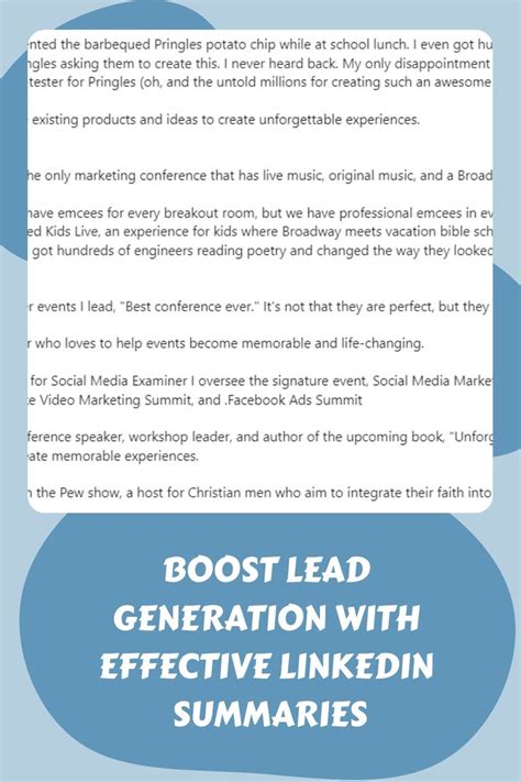 Boost Lead Generation With Effective Linkedin Summaries Linkedin Summary Examples Linkedin