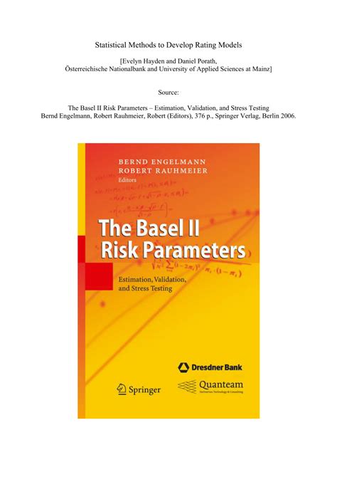 Pdf Statistical Methods To Develop Rating Models