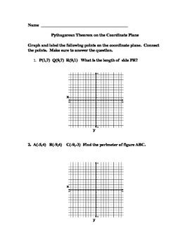 Pythagorean Theorem On The Coordinate Plane By Cmb TPT