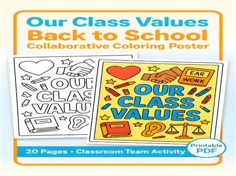 Back To School Class Values Coloring Poster Teaching Resources