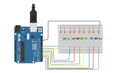 circuit design secuencias de leds con arduino tinkercad