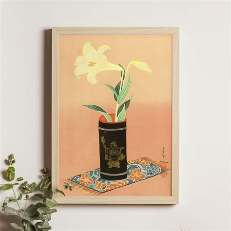 Lily In Bamboo Vase Ohno Bakufu Print Japanese Art Ukiyo E Art Lily